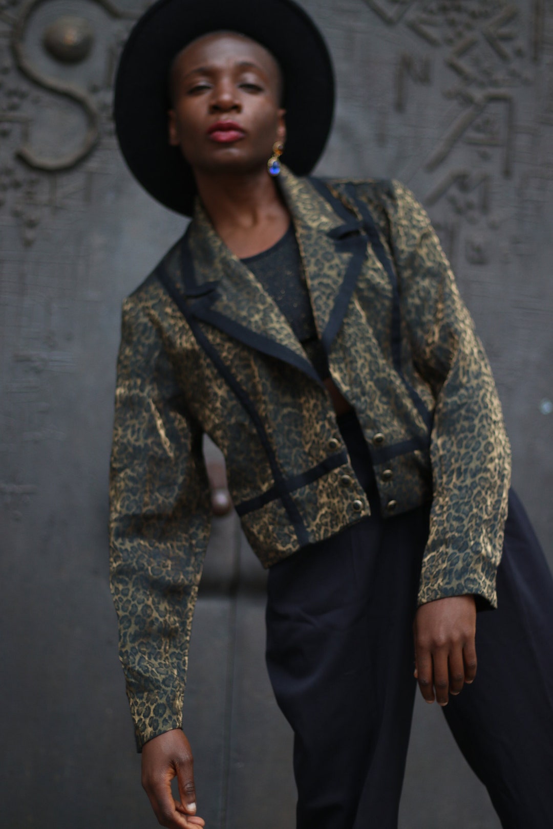 Y2k DJ & CO Leo Print Blazer L Animal Print Textured Jacket Y2K Leo ...