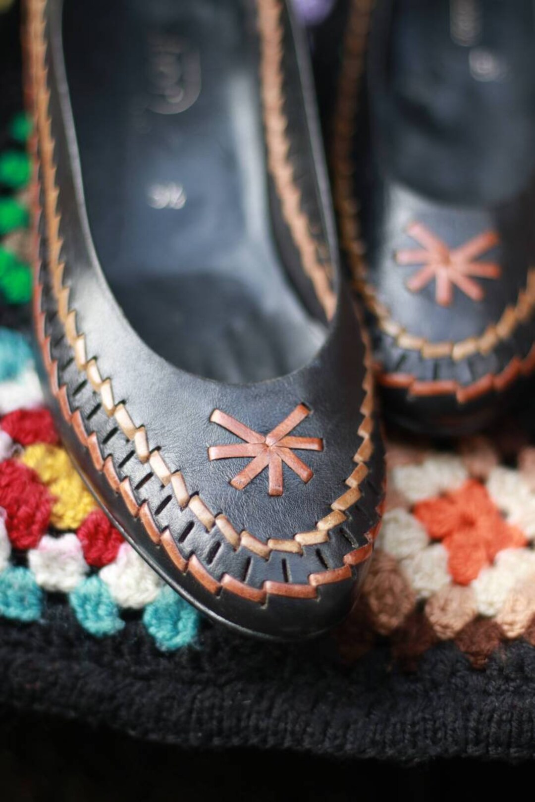 80s Gabor Wedged Ballerinas| Vintage Boho Flats With Woven Details ...
