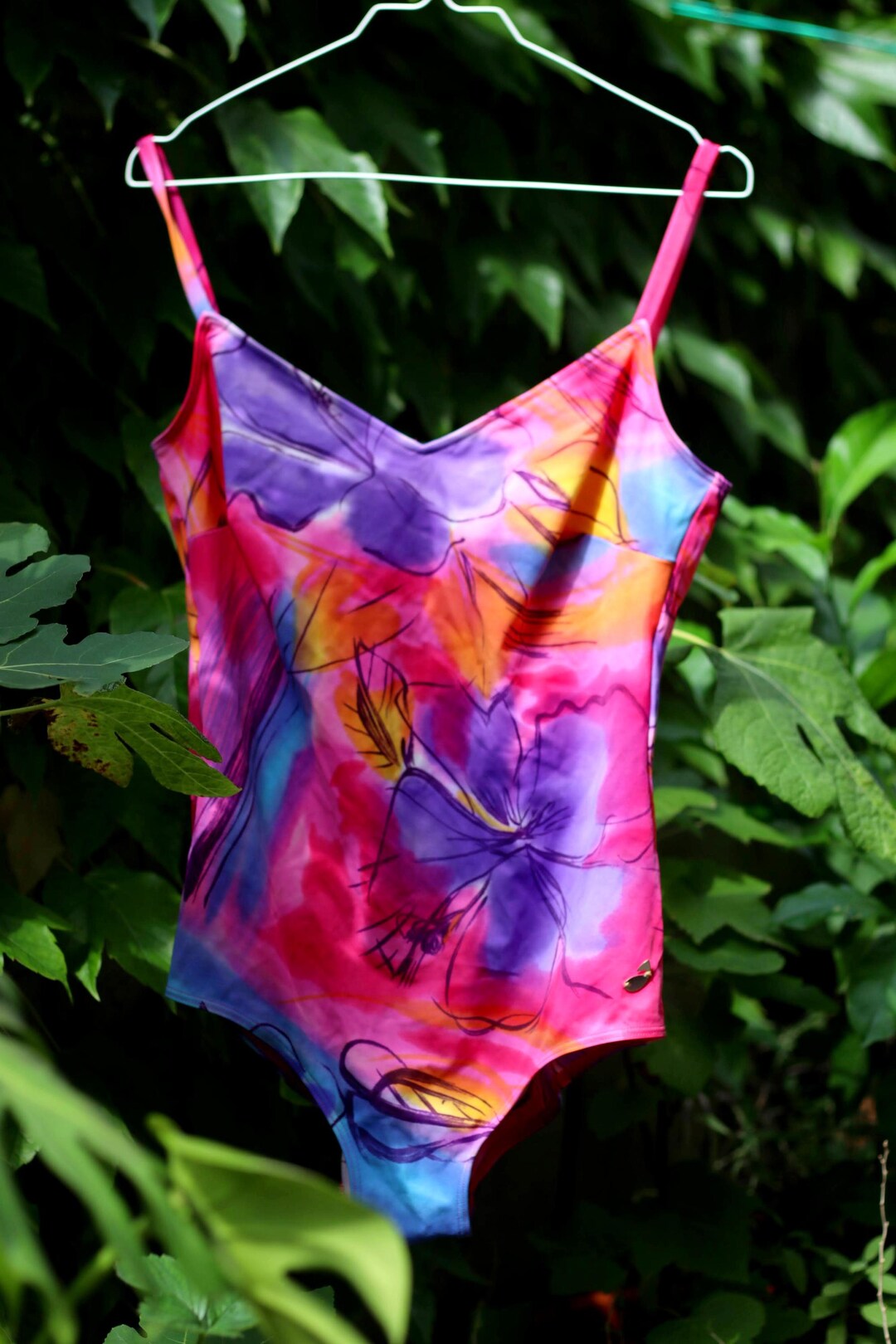 80s Retro Swim Suit| Vintage Pink Floral Print One Piece Beachwear ...