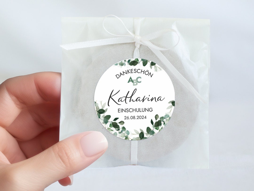 SCHOOL ENTRY THANK YOU Sticker Personalized 12x Thank You Round, 5 Cm ...