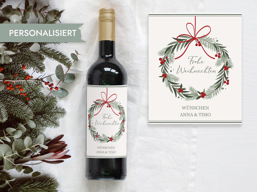 Cadeau de Noël | Étiquette de bouteille de vin personnalisée ...