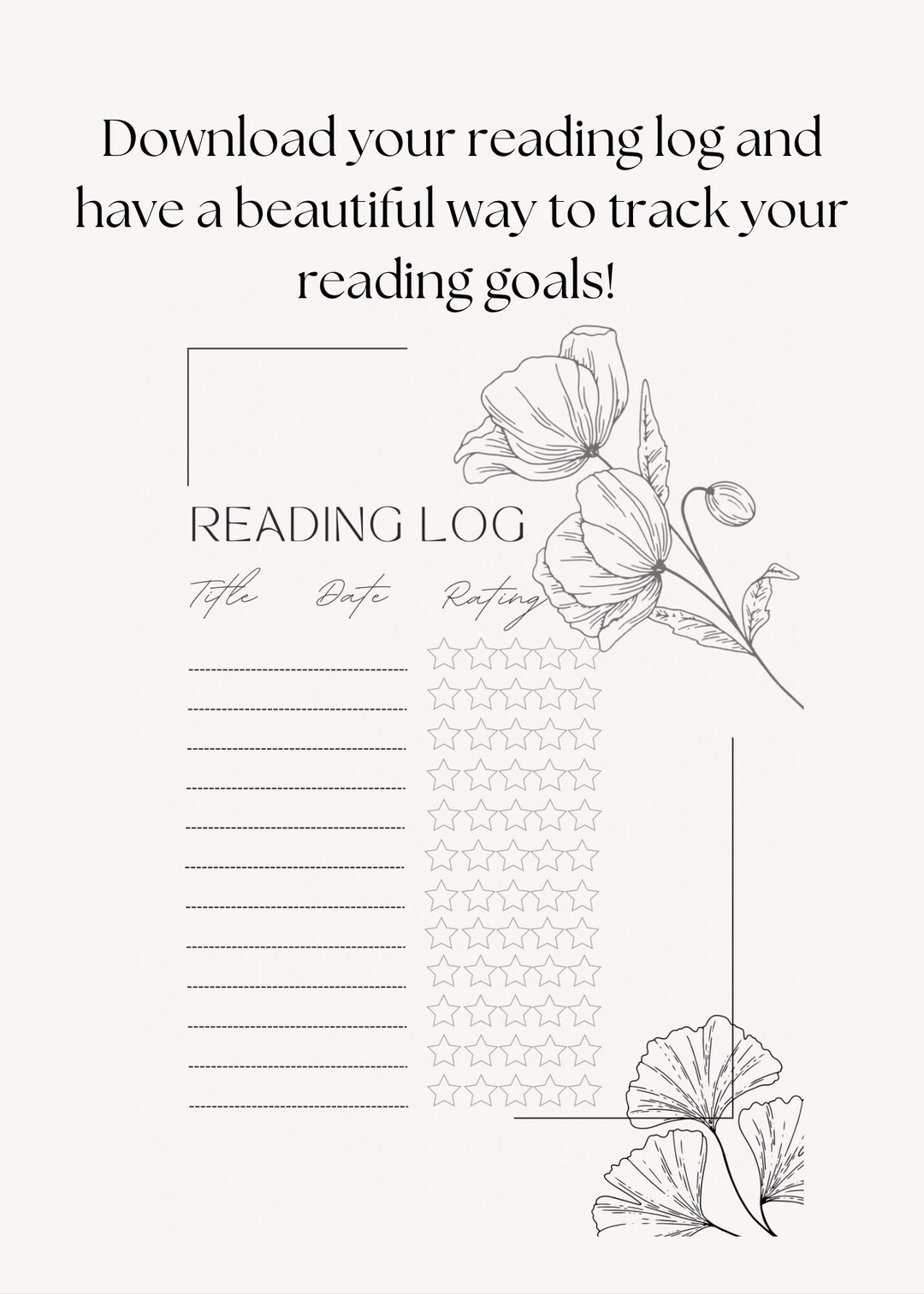 Neutral Reading Log Boho Reading Tracker Digital Download Printable ...