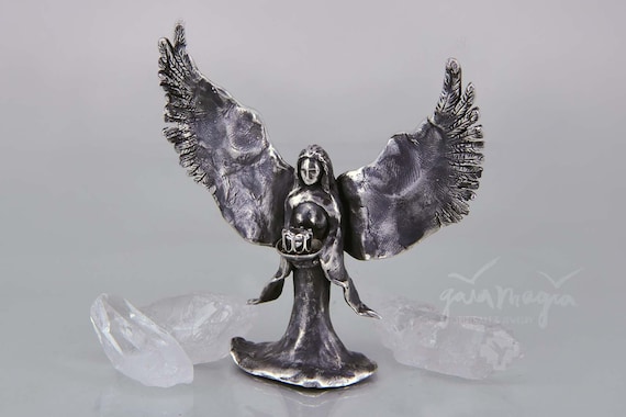 Silver Oxidized Angel Figurine