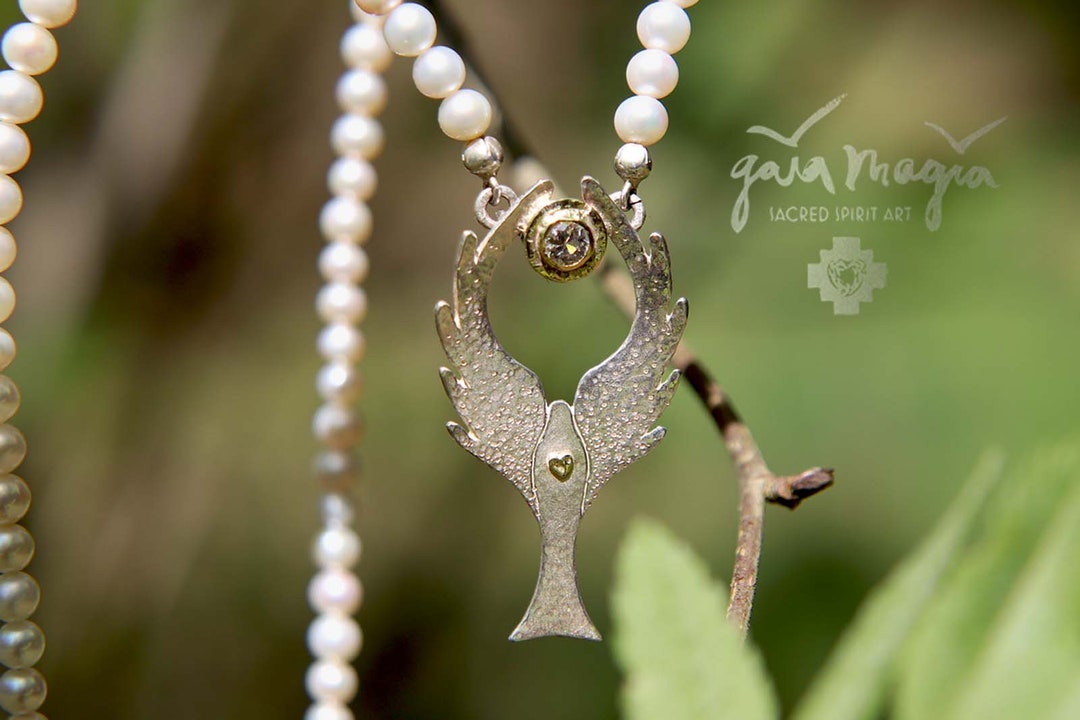 Angel Necklace ANGEL OF CONSCIOUSNESS, Angel Jewelry in Silver and Gold ...