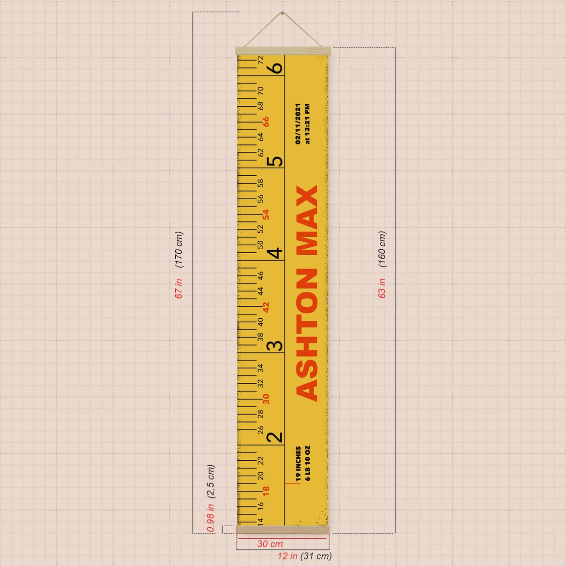 Growth Chart Name Height Chart For Baby Canvas Growth Ruler Etsy growth-chart-name-height-chart-for-baby-canvas-growth-ruler-etsy