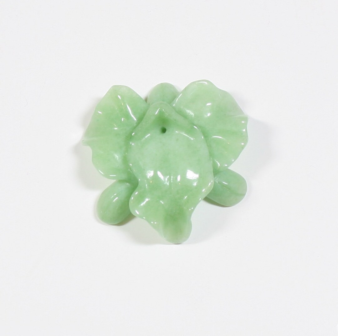 1 Carved Stone Orchid Flower Bead Jewelry Necklace Pendant - Natural ...