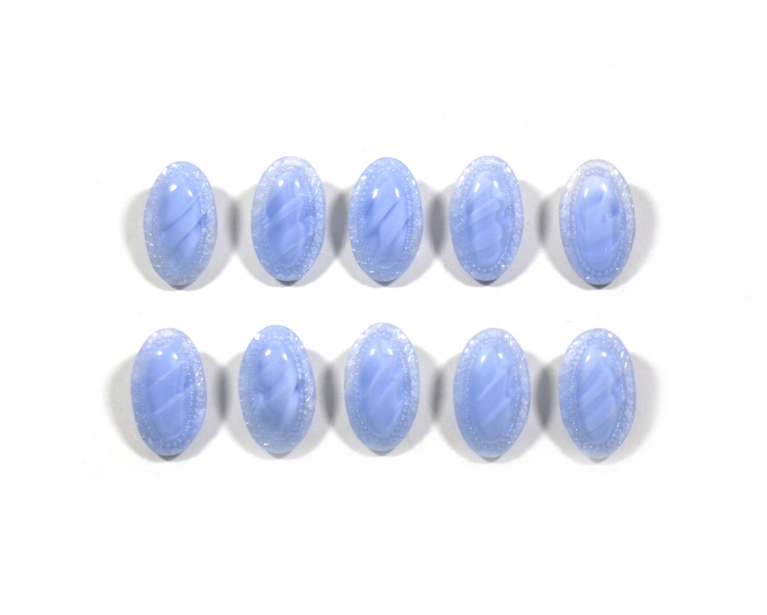 10 Vintage Oval Blue Pressed Glass Shank Buttons - 7/8" X 1/2" - Etsy