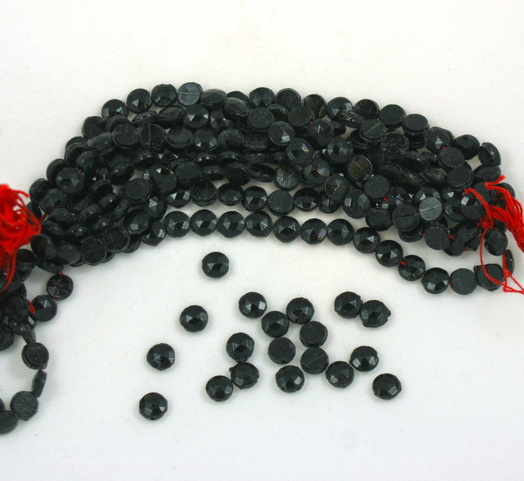 20 Vintage Antique Black French Jet Glass Victorian Mourning Beads ...