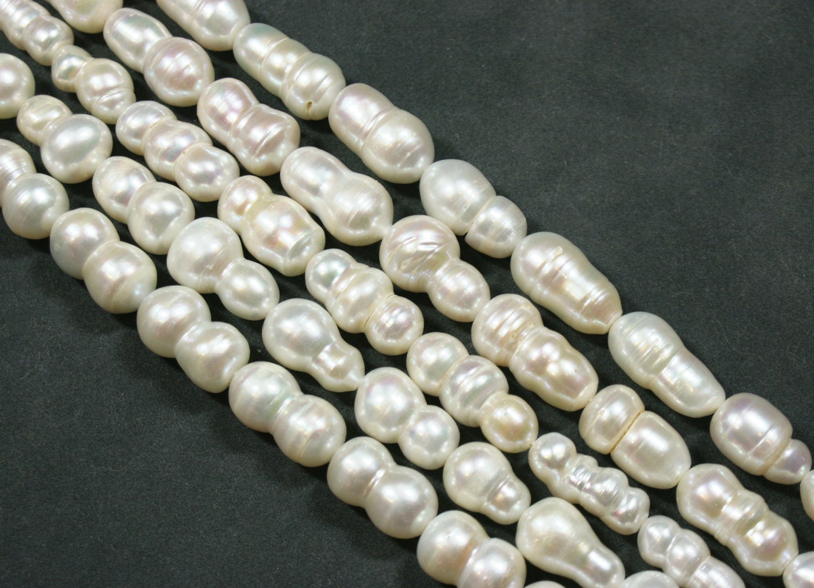 Graduated White Freshwater Pearls Peanut Pearl Double - Etsy