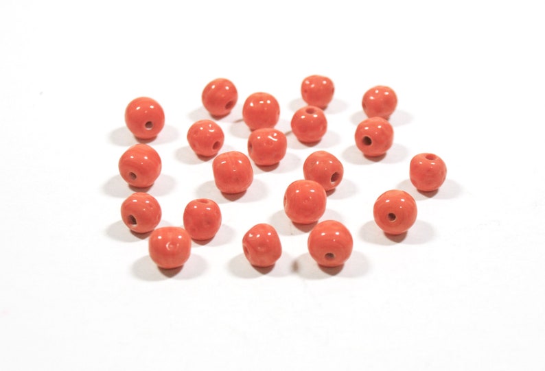 20 Vintage 8mm Terra Cotta Orange Dimpled Round Glass Cherry Brand ...
