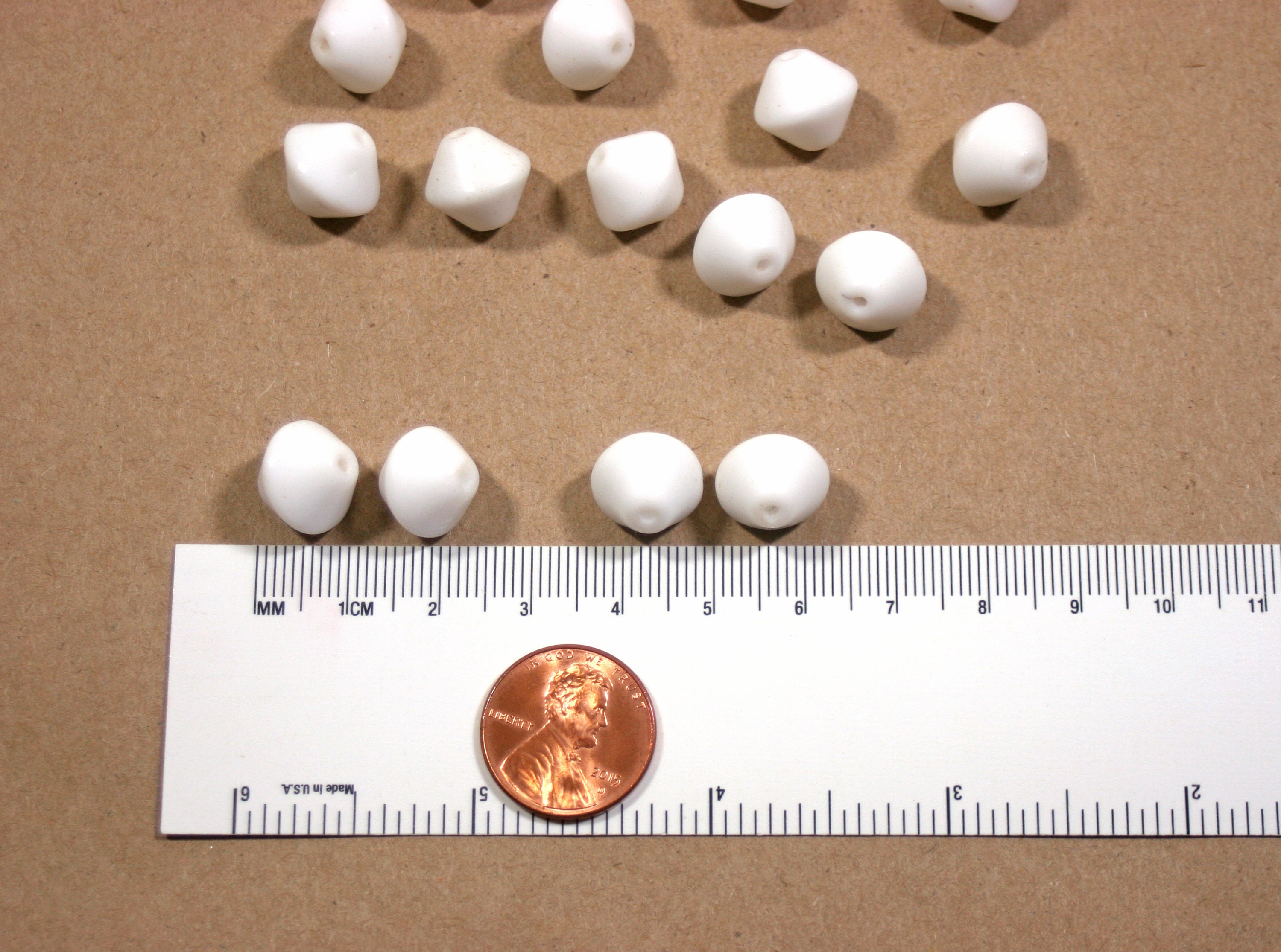 20 Vintage White Milk Glass Bicone Beads - Organic Bicone Shape ...