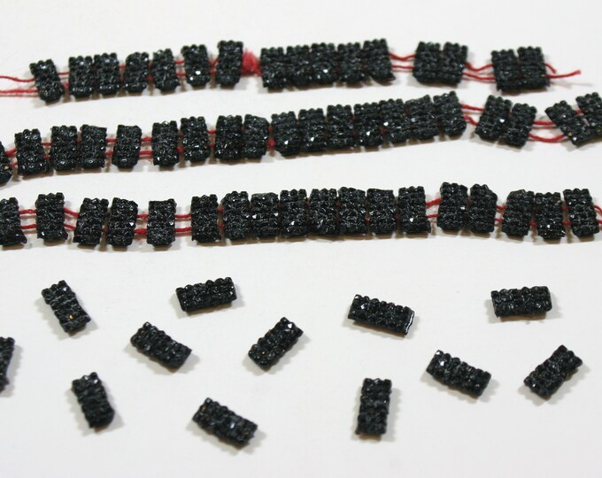 10 Vintage Antique French Jet Victorian Mourning Beads - Black Glass ...