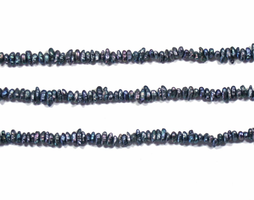 1 Strand Small Rice Pearls Peacock Blue Purple Teal Rice Krispie Pearls ...