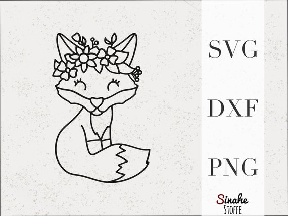 Plotterdatei Fuchs mit Blumenkrone png SVG DXF Cricut - Etsy.de