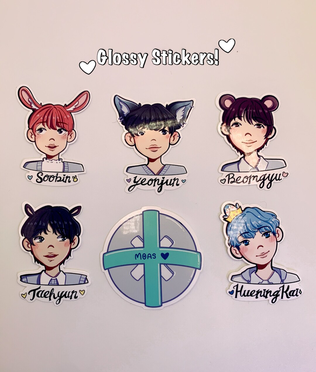 TXT Stickers| 1.5 Inch + 2 Inch | Glossy + Holographic Vinyl Die Cut ...