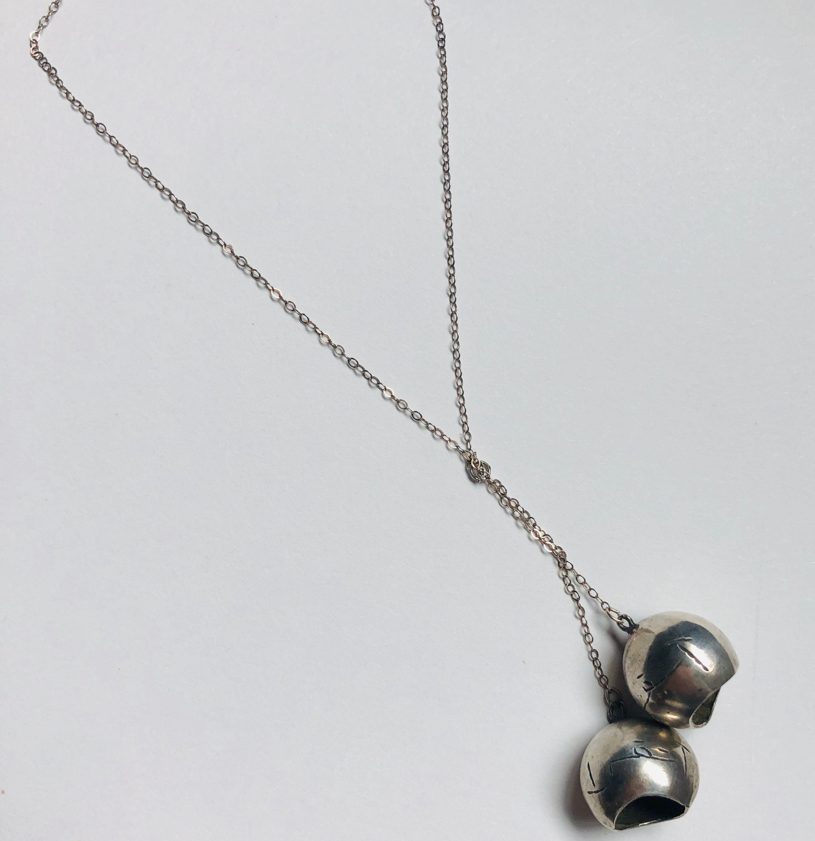 Vintage Sterling Silver Double Bell Lariat Necklace - Etsy Ireland