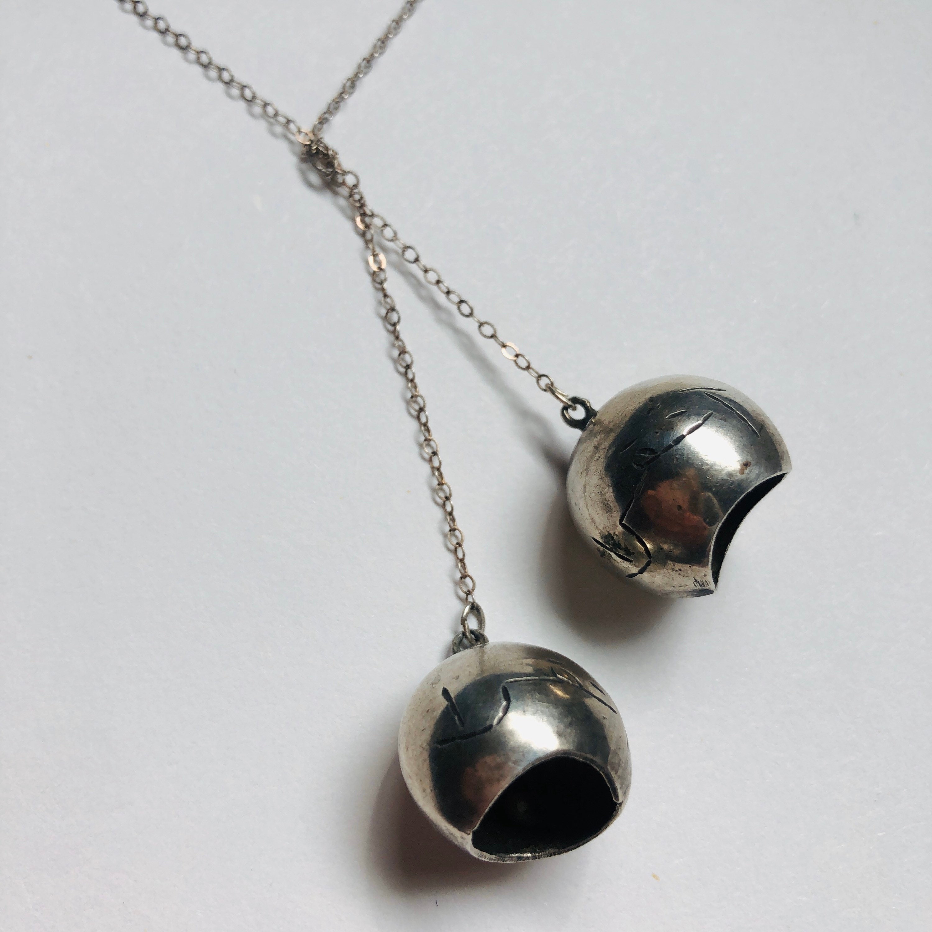 Vintage Sterling Silver Double Bell Lariat Necklace - Etsy Ireland
