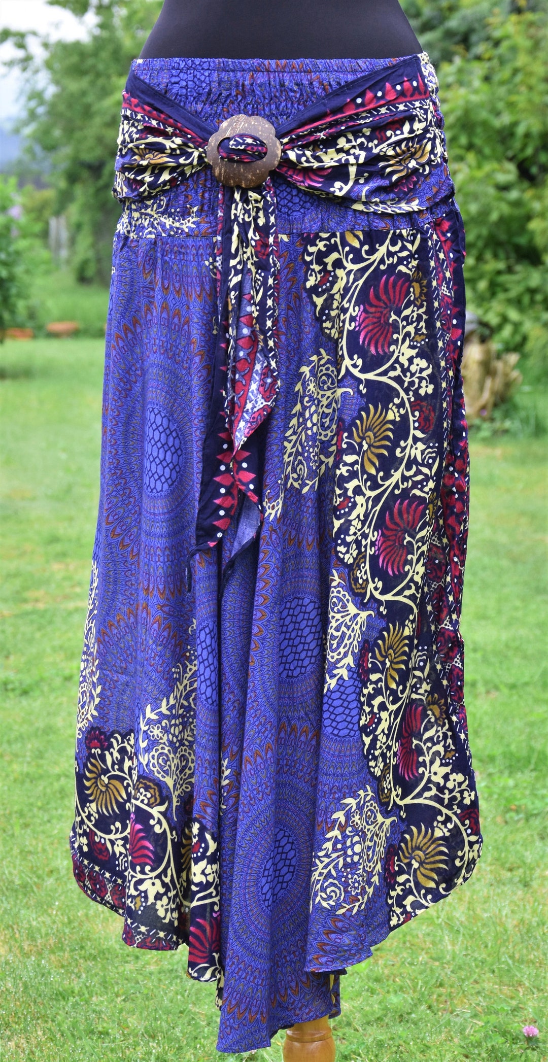 Maxi Rock Sommer Rock Kleid Paisley Bunt Hippie Langer Rock/kleid Lila ...