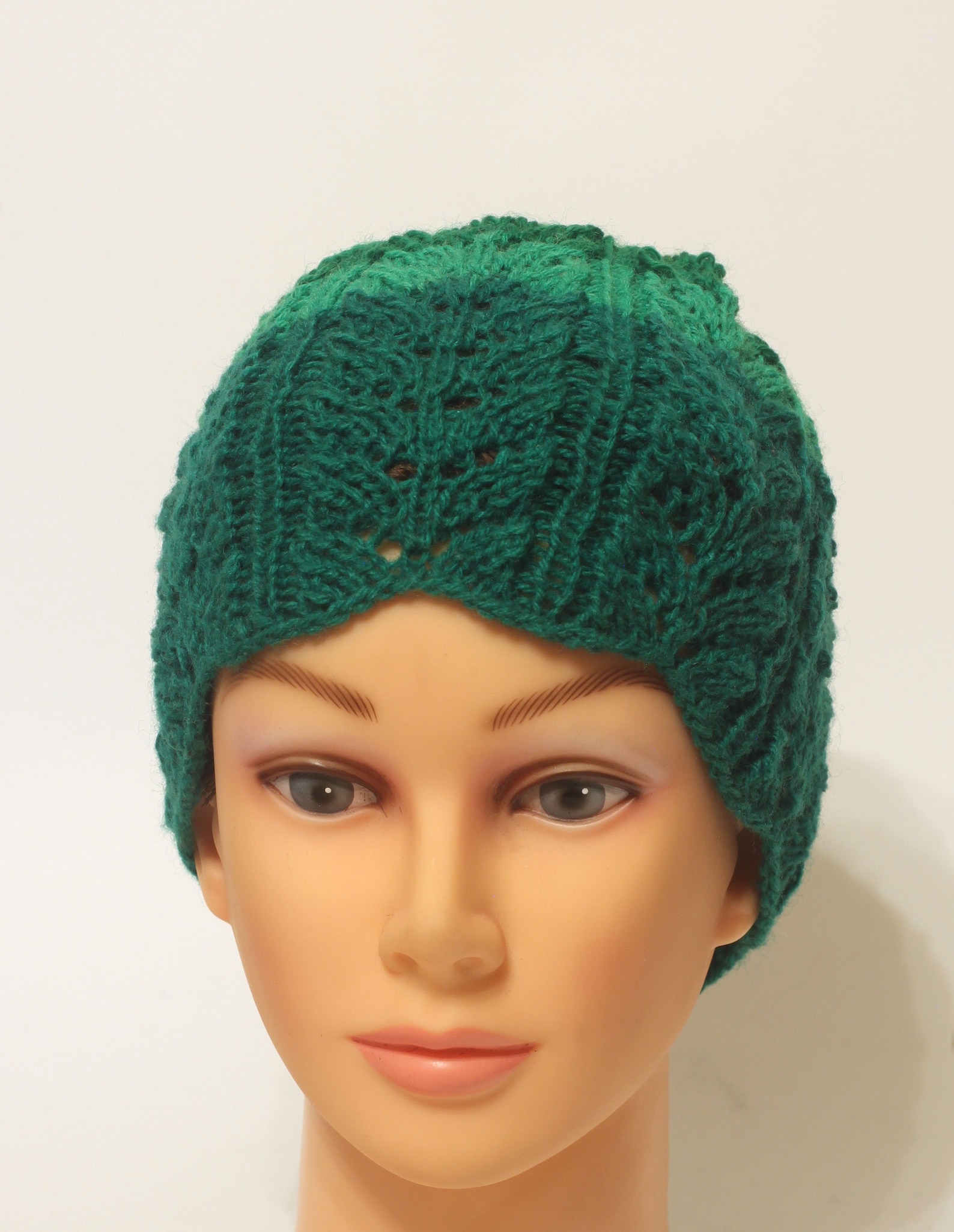 Green Lace Knit Hat Knitted Handmade Beanie Hat for Women - Etsy