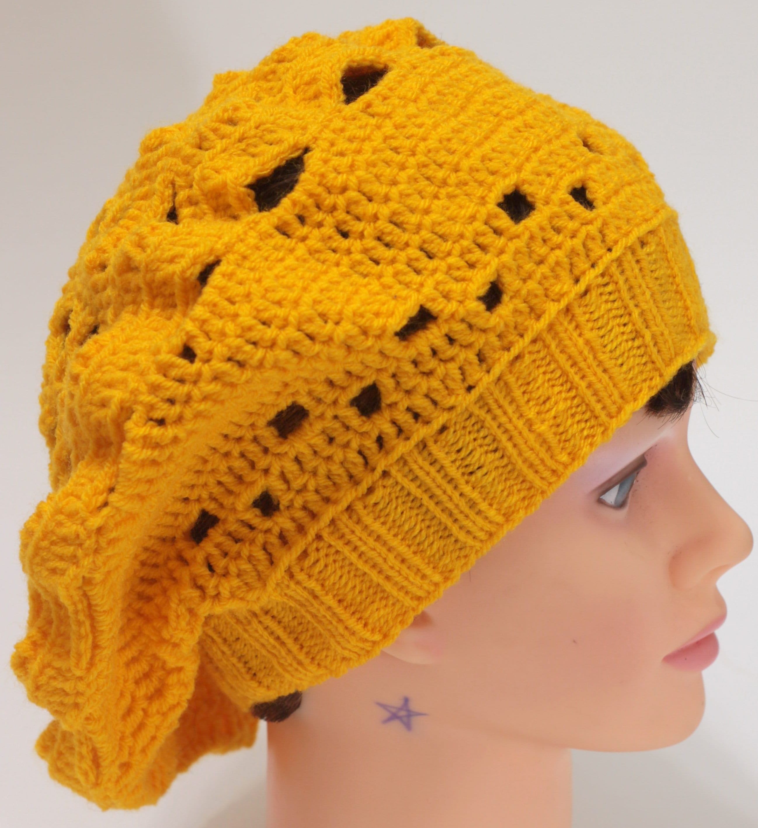 French Yellow Lace Beret, Boho Crochet Lace Hat, Vintage Inspired - Etsy