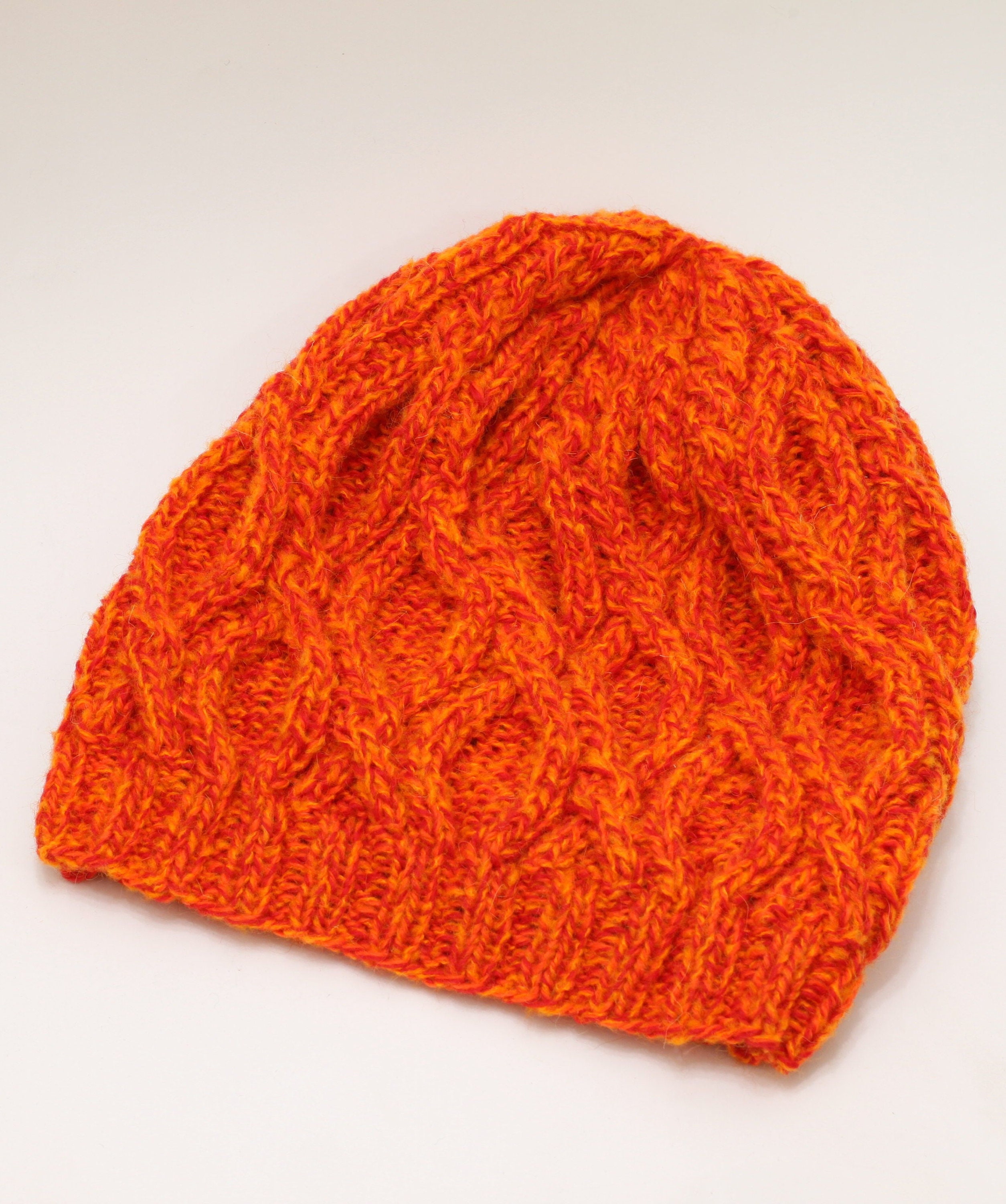 Slouchy Orange Cable Hat, Winter Hand Knitted Head Warmer - Etsy