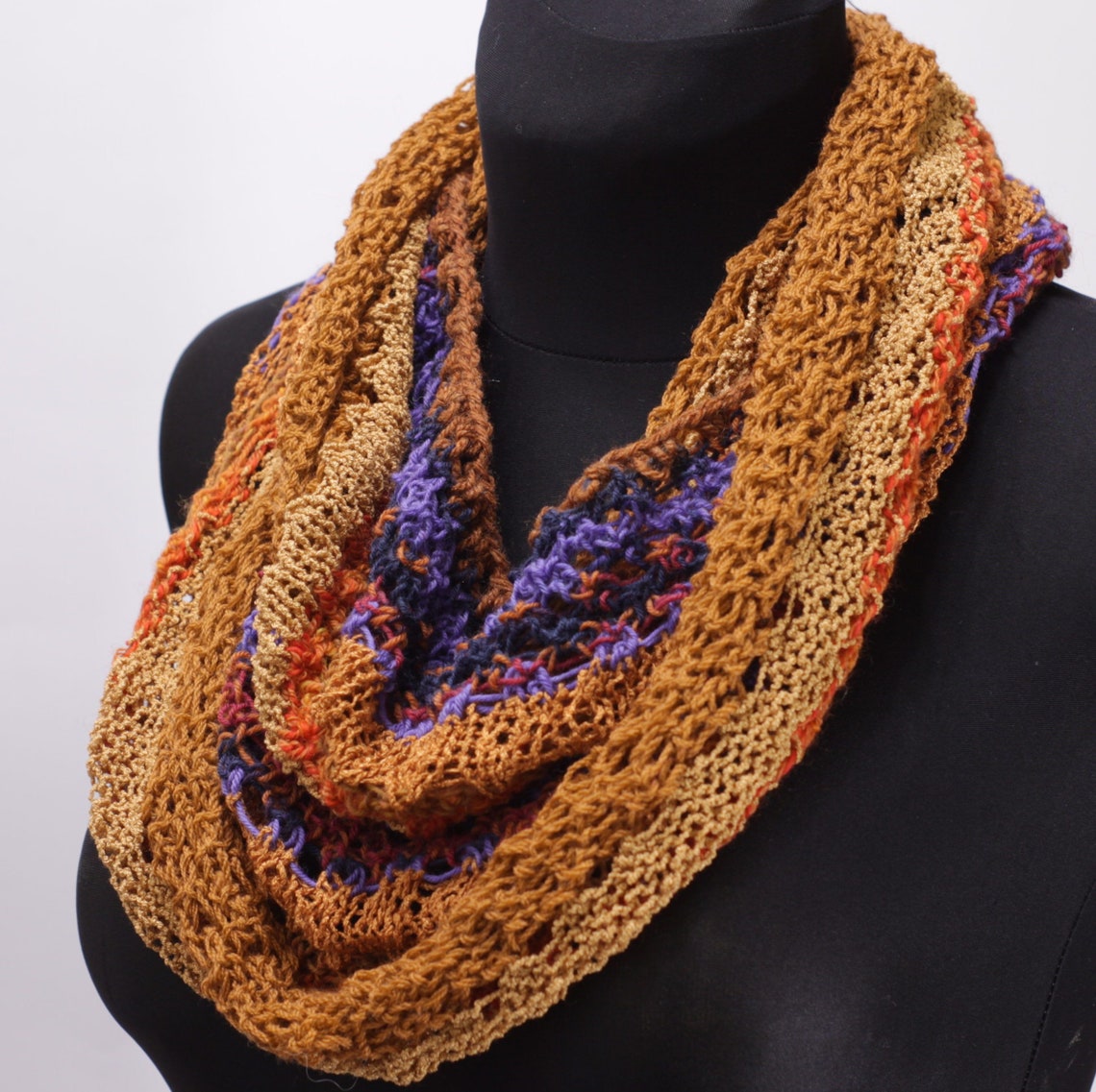 Knitted Lace Scarf, Infinity Loop Scarf, Circle Neck Warmer Snood - Etsy