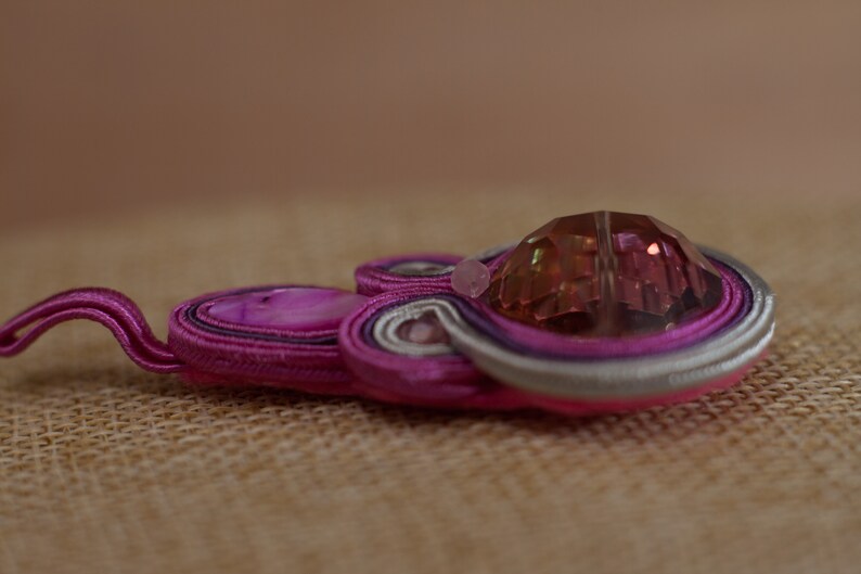 Pink Soutache Necklace Pendant, Pink Red Medallion - Etsy
