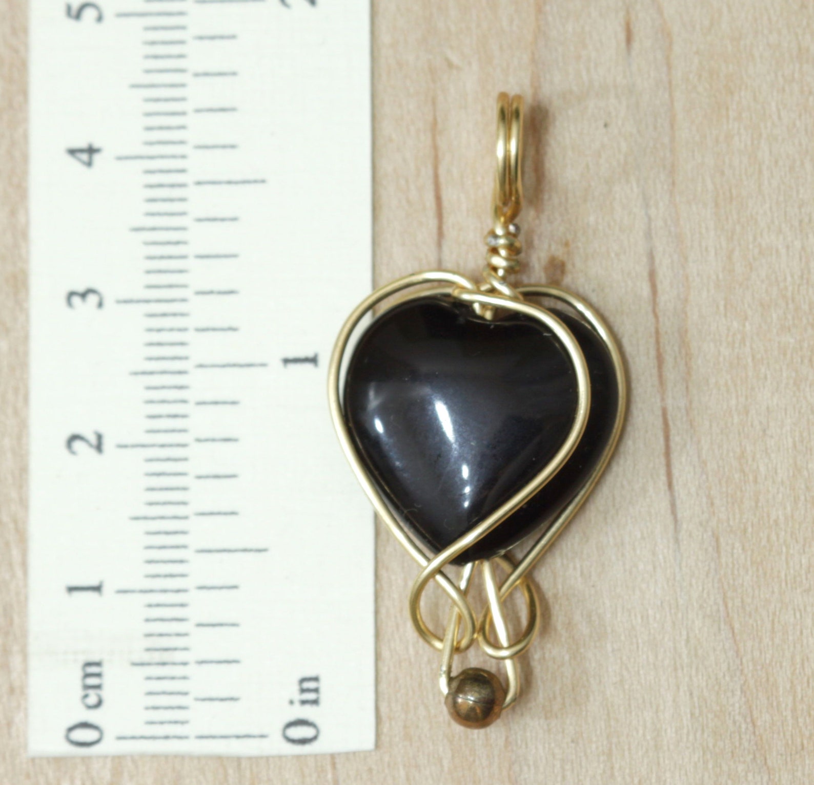Black Onyx Heart Pendant: Gold-plated Wire Wrap Gemstone Jewelry - Etsy
