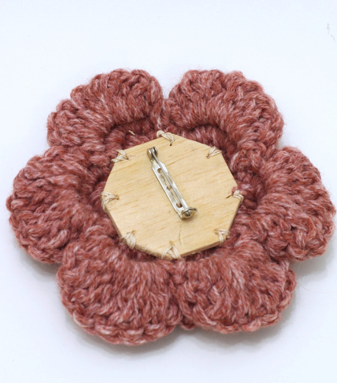 Pink Flower Crochet Boho Brooch, Floral Shawl Pin, Pink Big Rose ...