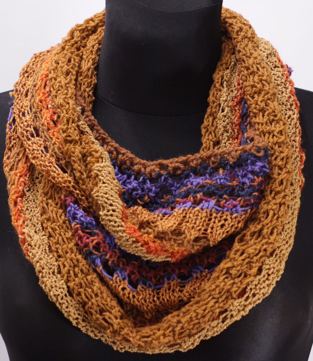 Knitted Lace Scarf, Infinity Loop Scarf, Circle Neck Warmer Snood - Etsy