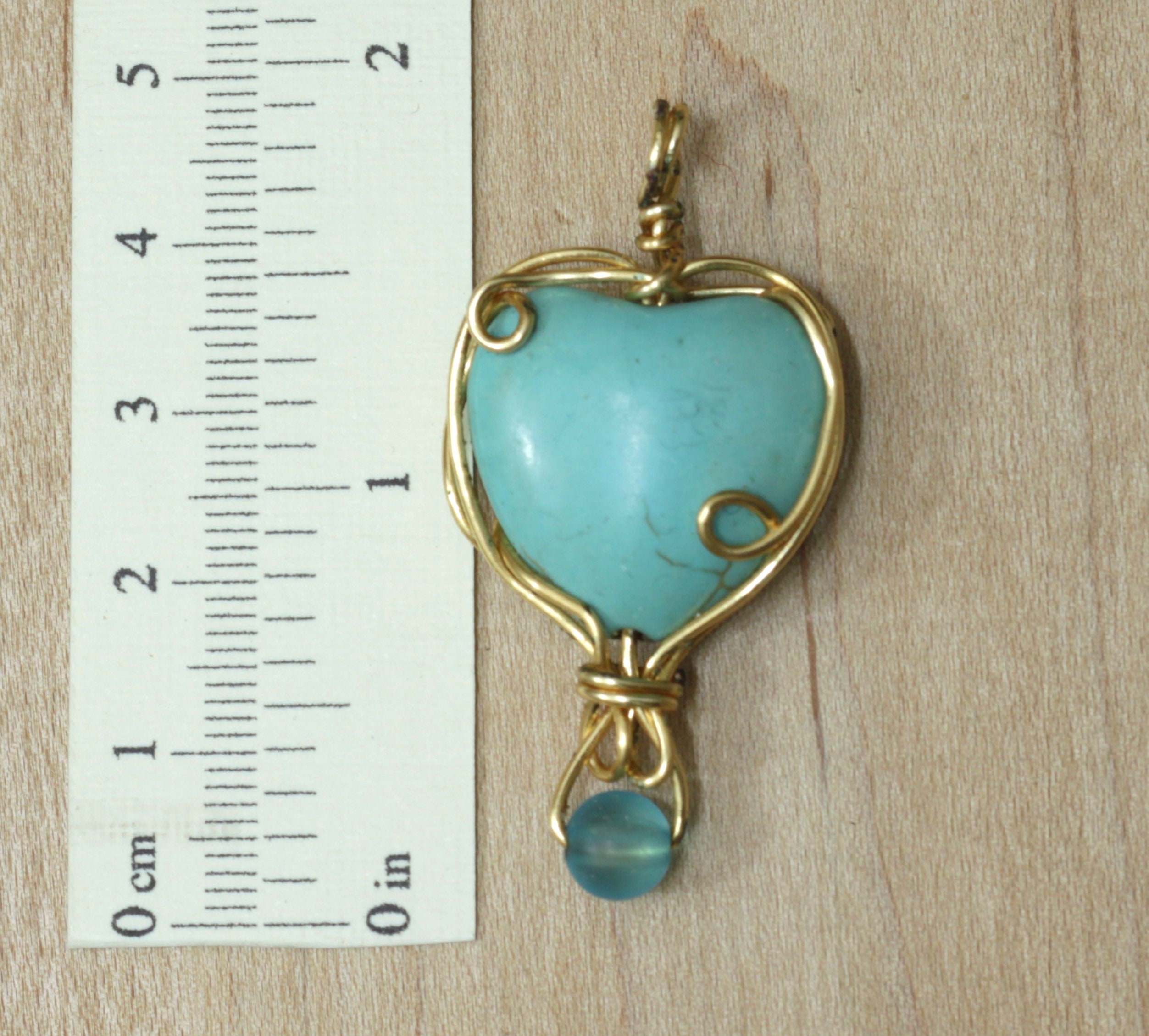 Necklace Pendant Turquoise Stone Heart, Wire Wrapped Love Charm - Etsy