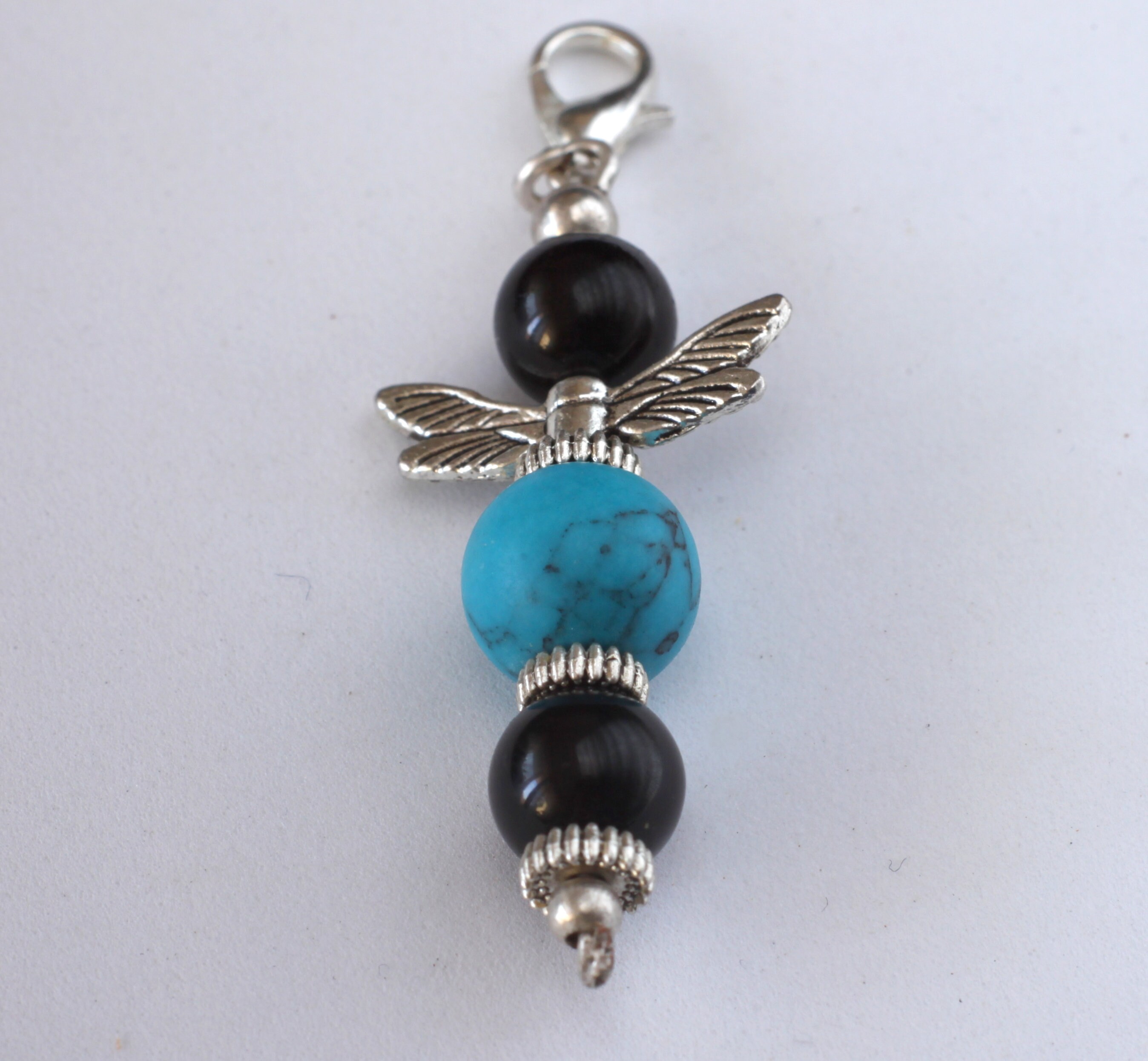 Black Turquoise Keychain, Key Ring or Zipper Bag Charm, Purse Pendant ...