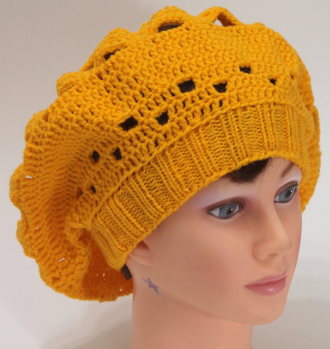 French Yellow Lace Beret, Boho Crochet Lace Hat, Vintage Inspired - Etsy