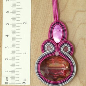 Pink Soutache Necklace Pendant, Pink Red Medallion - Etsy