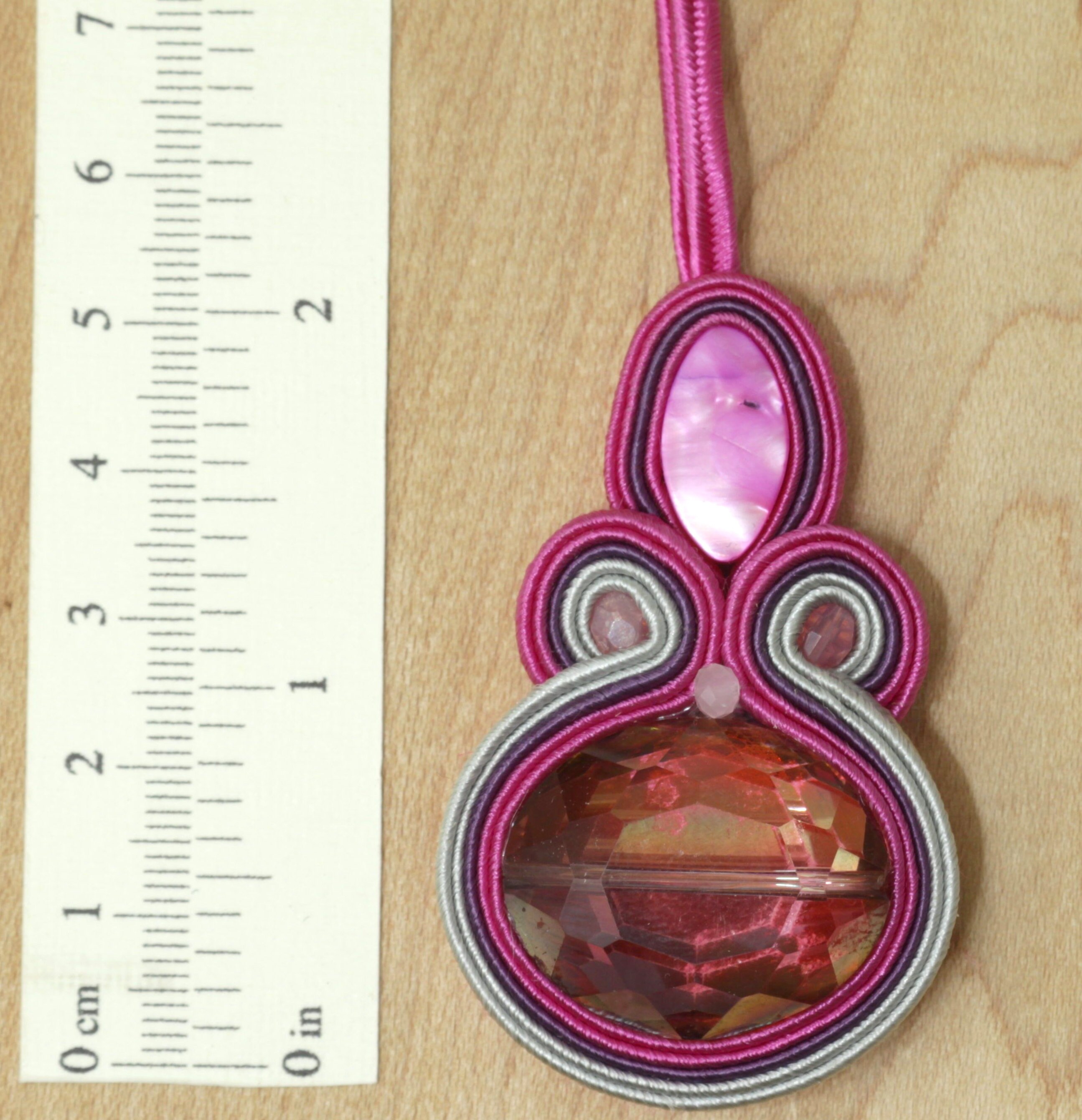 Pink Soutache Necklace Pendant Pink Red Medallion - Etsy
