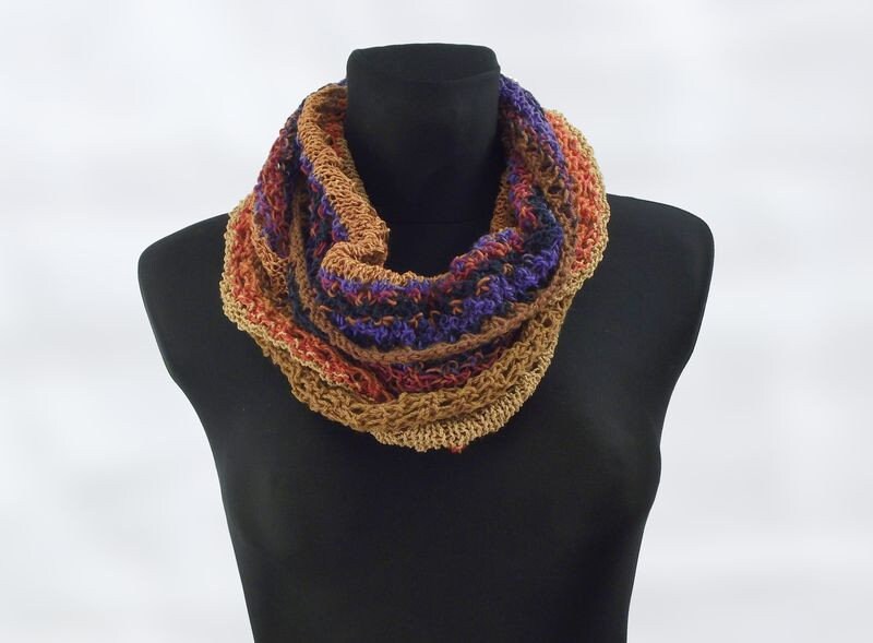 Knitted Lace Scarf, Infinity Loop Scarf, Circle Neck Warmer Snood - Etsy