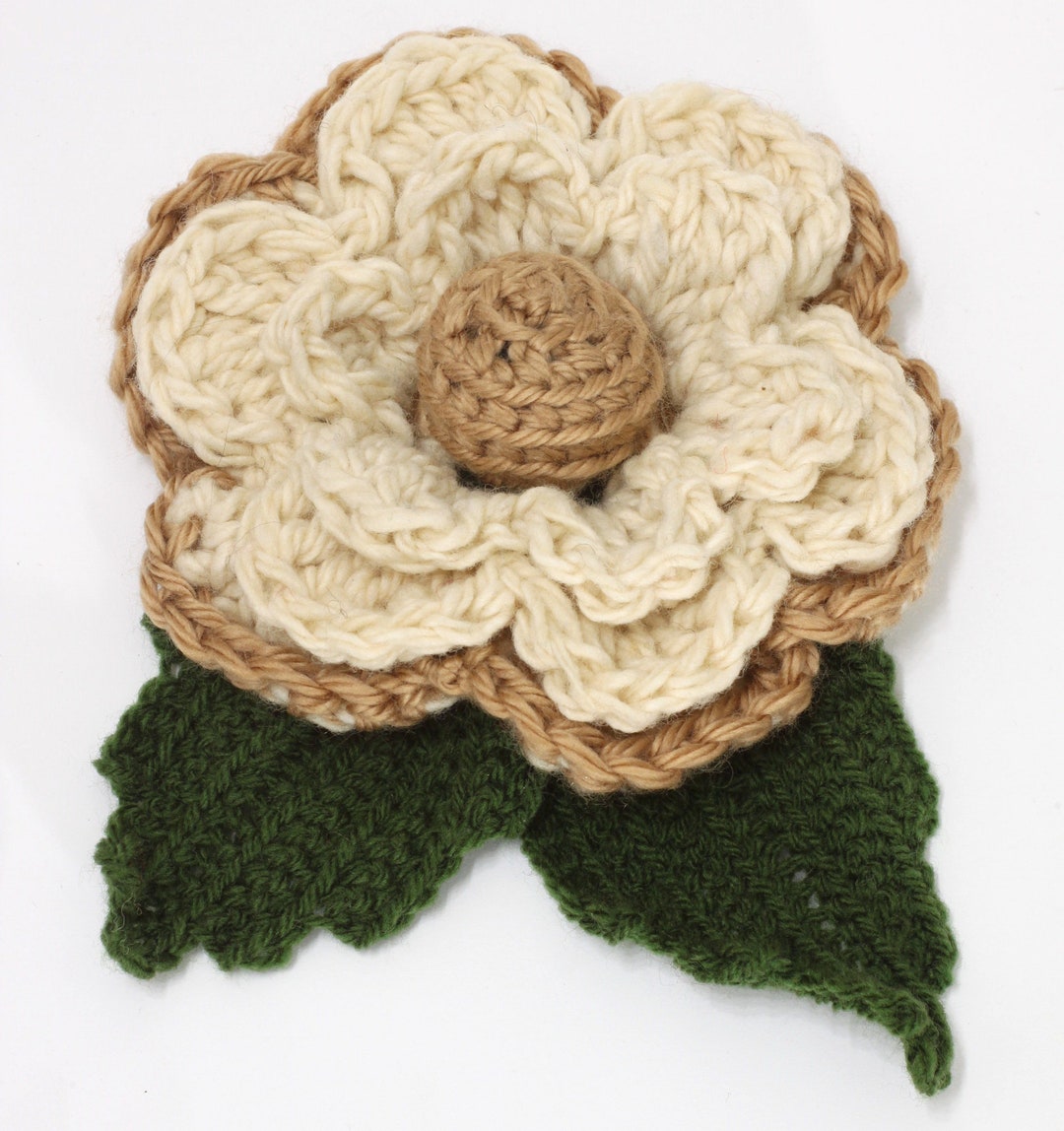 Floral Jewelry Crochet Boho Large Brooch, Zero Waste Crocheted Flower ...