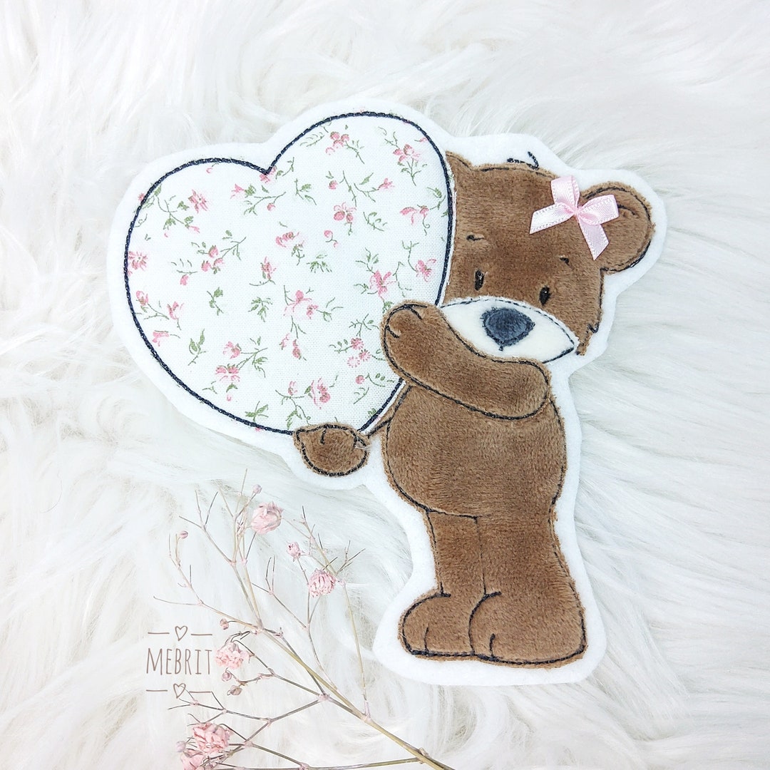 Large Teddy Applique, Patches, Iron-on Applique, Embroidery Cloud ...