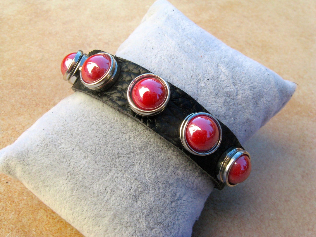 Black Snap-button Leather Strap/change Strap - Etsy