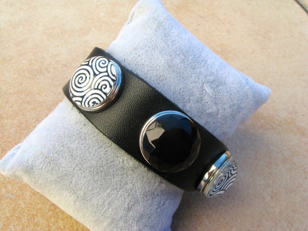 Black Snap-button Leather Strap/change Strap - Etsy