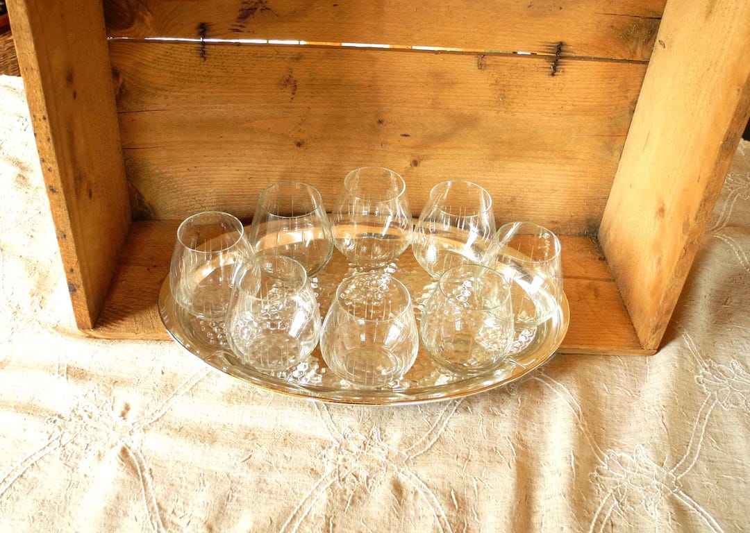 8 Shot Glasses With Metal Tray, Vintage Shot Glasses #1420344664 - Etsy