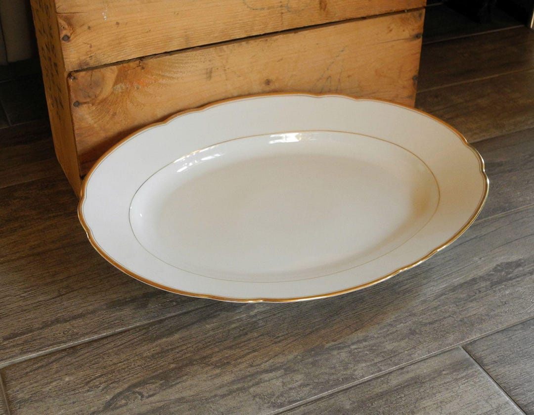Large Meat Platter With Gold Rim Roast Platter Serving Plate Alt ...