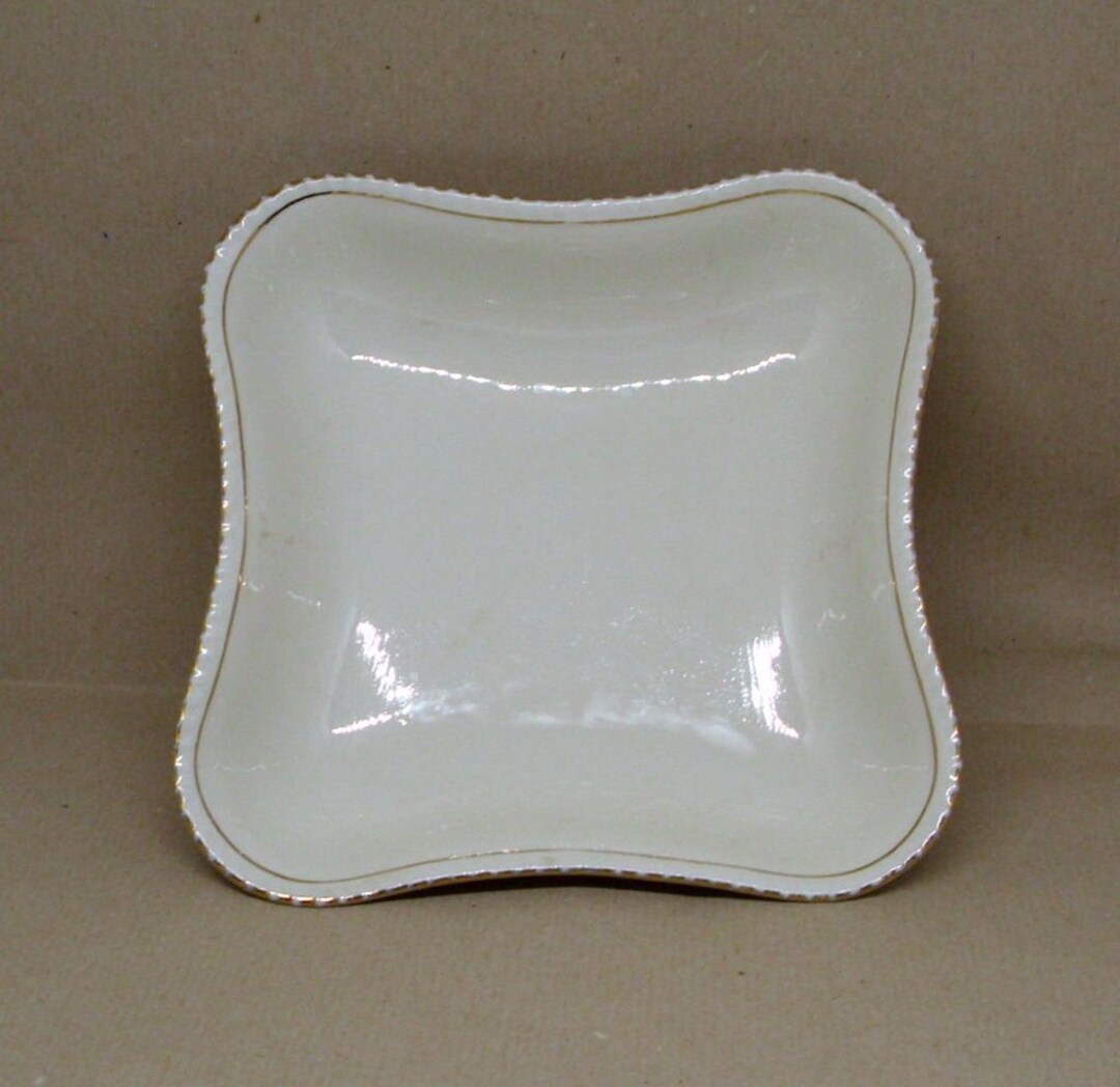 Square Bowl With Gold Rim Wave Rim Serving Bowl - Etsy