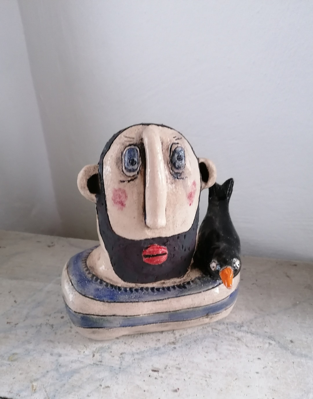 Ceramic Bust Sailor Ceramic Figure Bird - Etsy