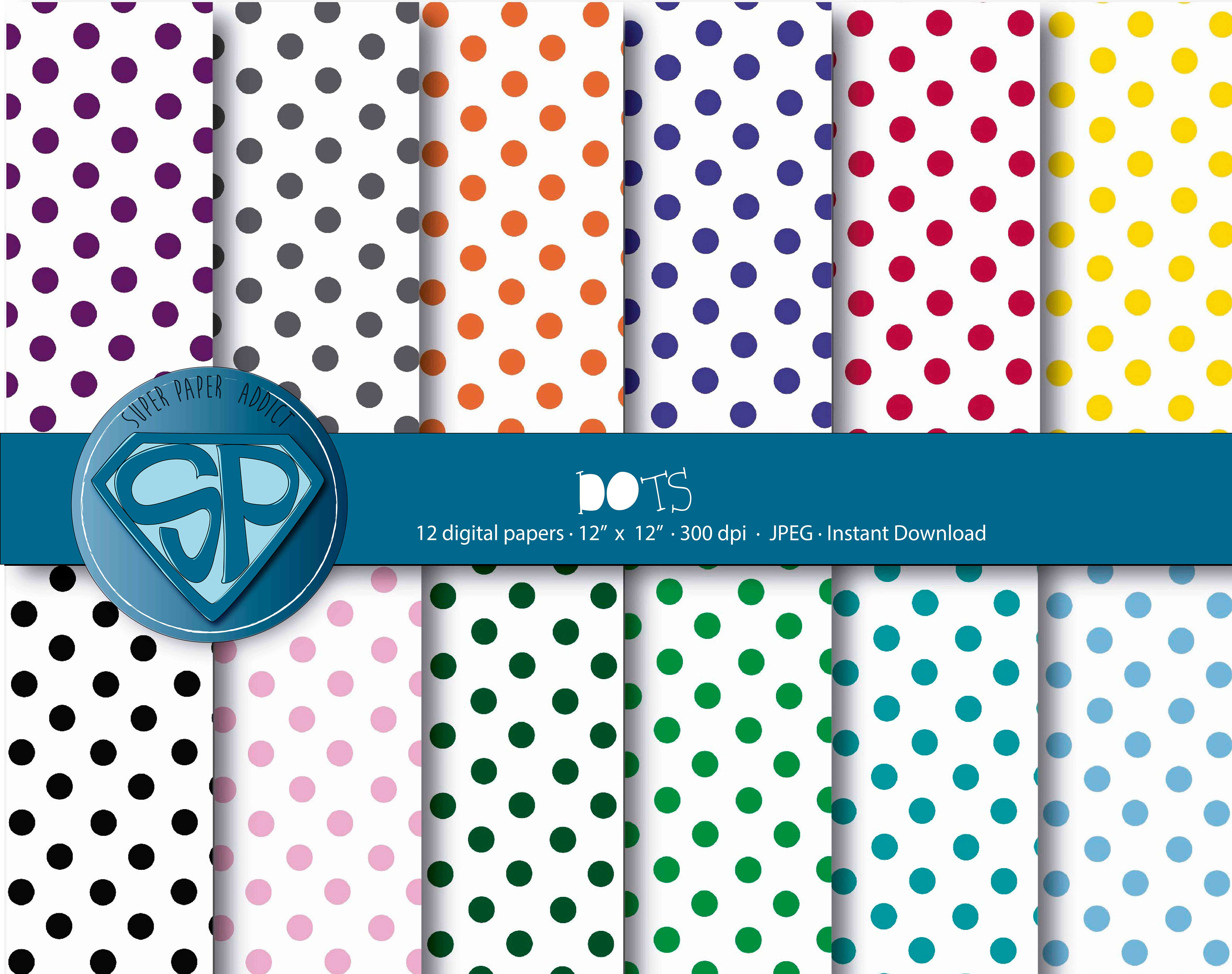Embellishments COD007-50% OFF SALE Dots digital paperDigital Paper ...