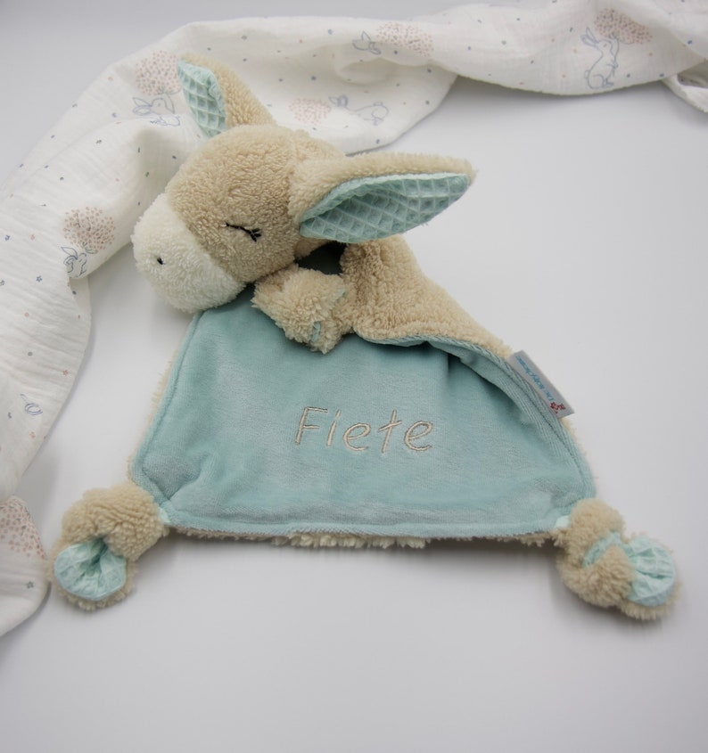 Schmusetuch "Esel Elli" Schnuffeltuch personalisierbar Farbwahl Ökotex ...