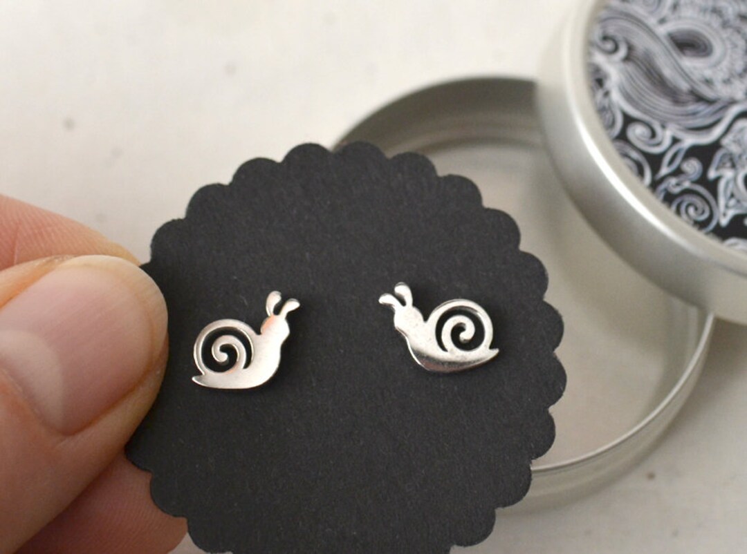 Small Snail Stud Earrings, Stainless Steel, Jewelry Box - Etsy