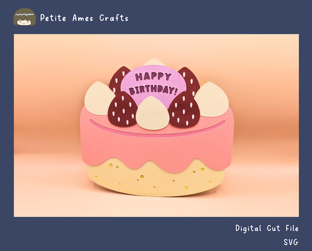 DIY Birthday Cake Card SVG File Paper Cut SVG Birthday Cake Cut File ...