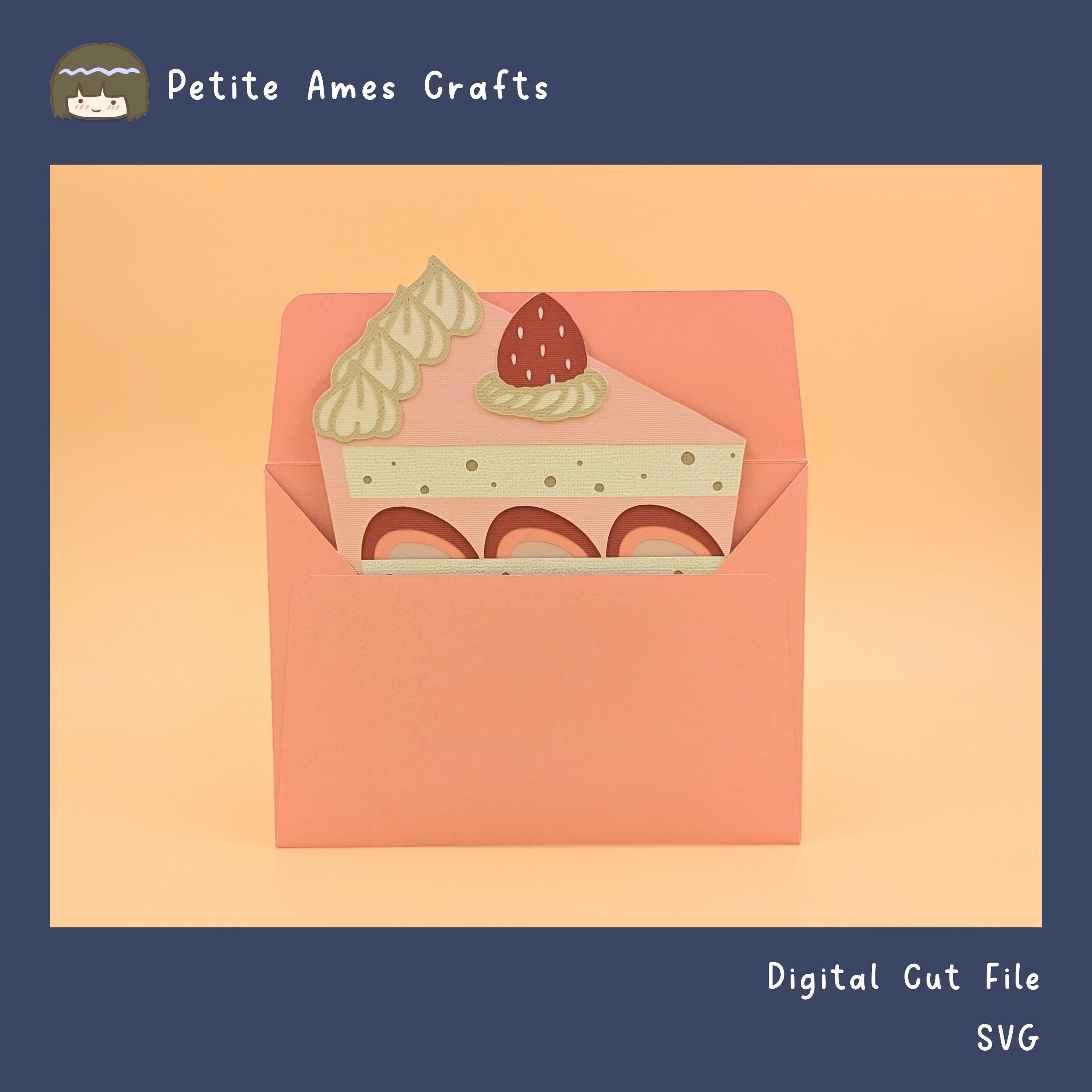 DIY Strawberry Cake Slice Card SVG Template Paper Cut File Birthday ...