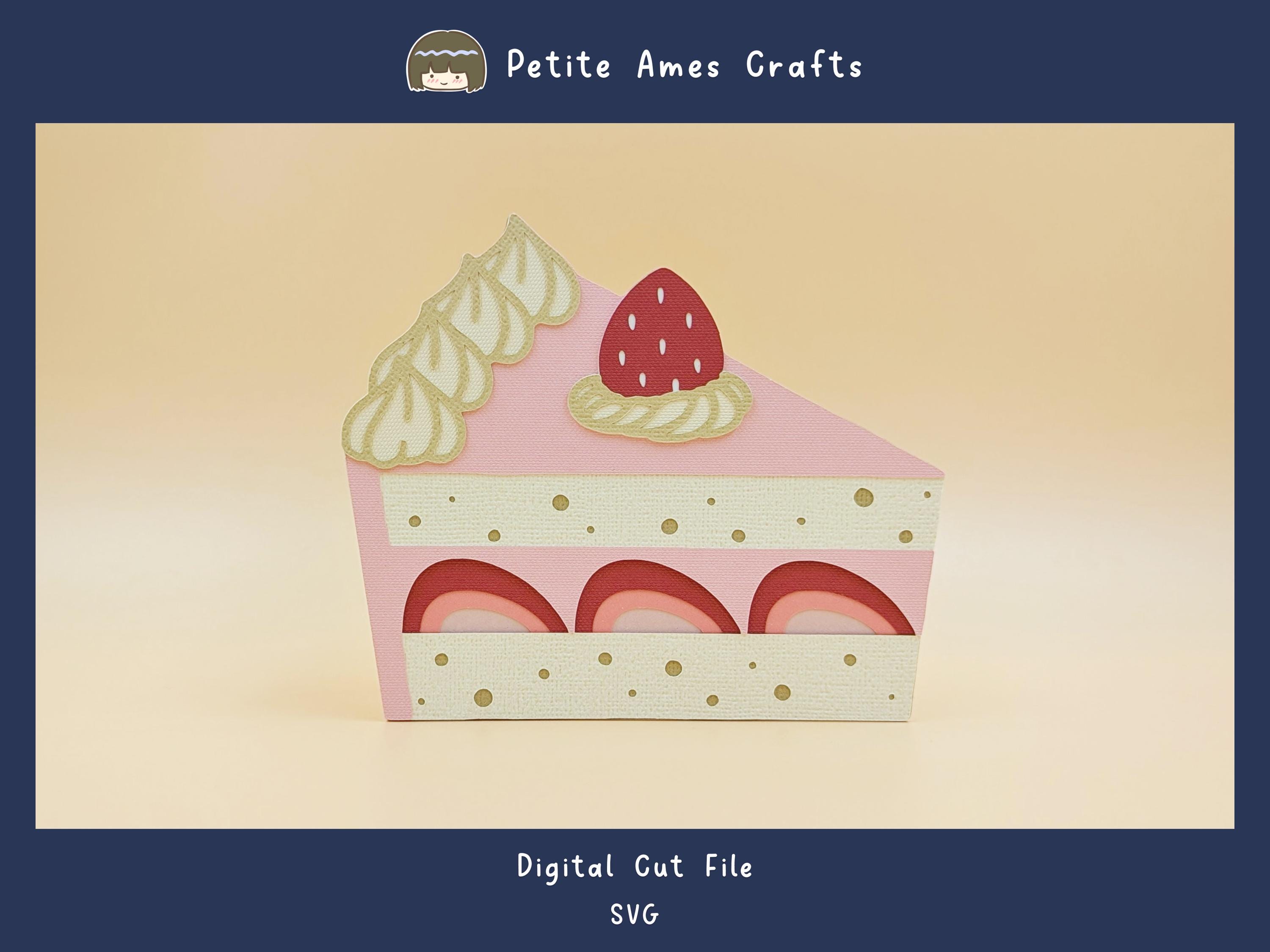 DIY Strawberry Cake Slice Card SVG Template - Etsy